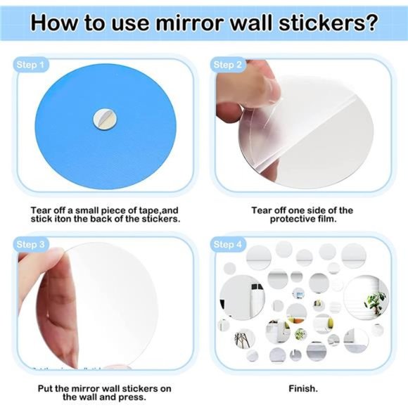 Other | Selftek 3 Pcs Circle Mirror Wall Decor Stickers Acrylic Round ...